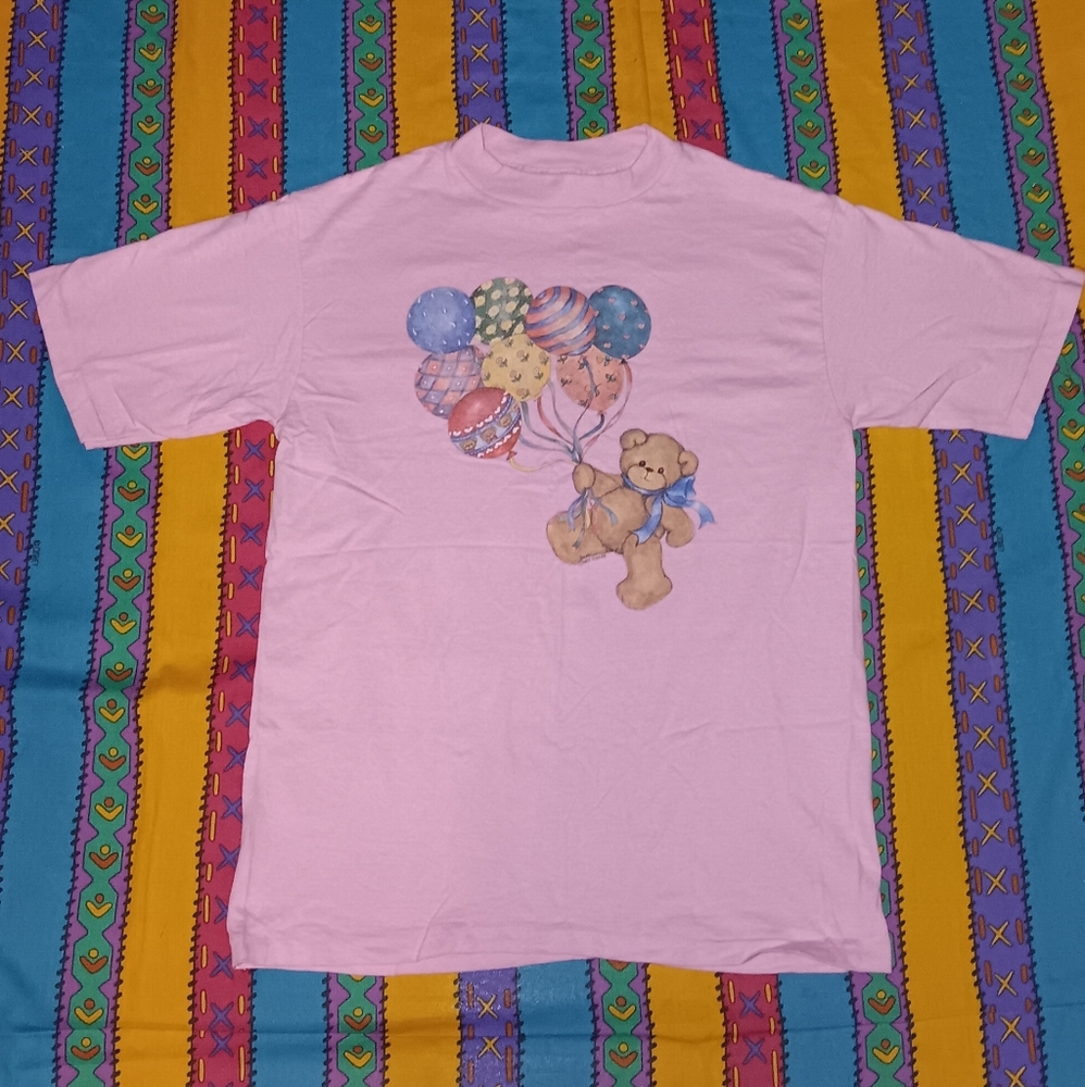 1988 Lucy Rigg Teddy Bear Art Balloons Shirt Vintage … - Gem